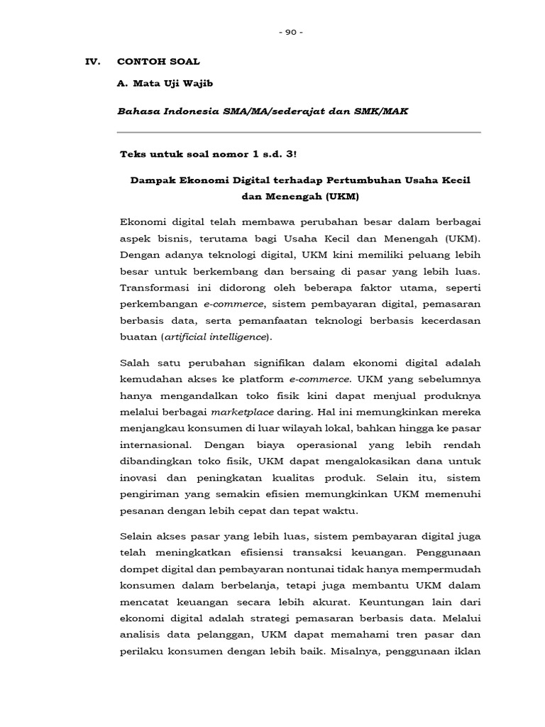 Contoh Soal TKA Mapel Wajib | PDF