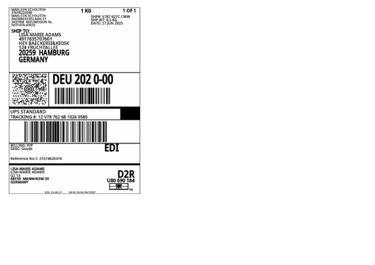 Vinted Verzendlabel 14368328168 | PDF