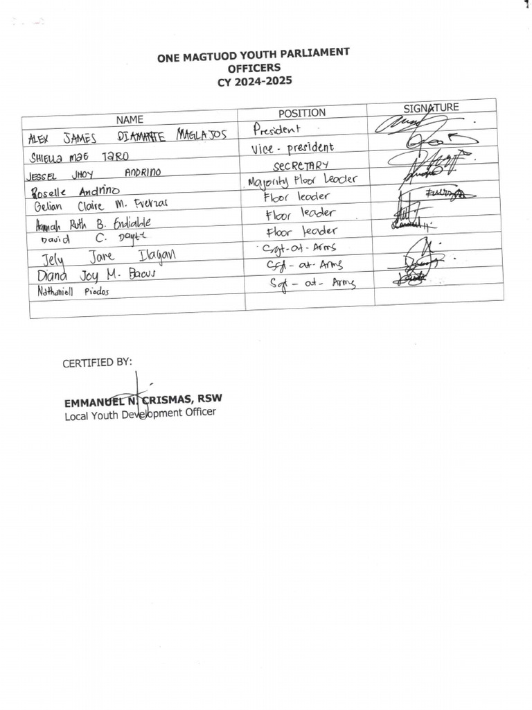 One Magtuod Youth Parliament | PDF