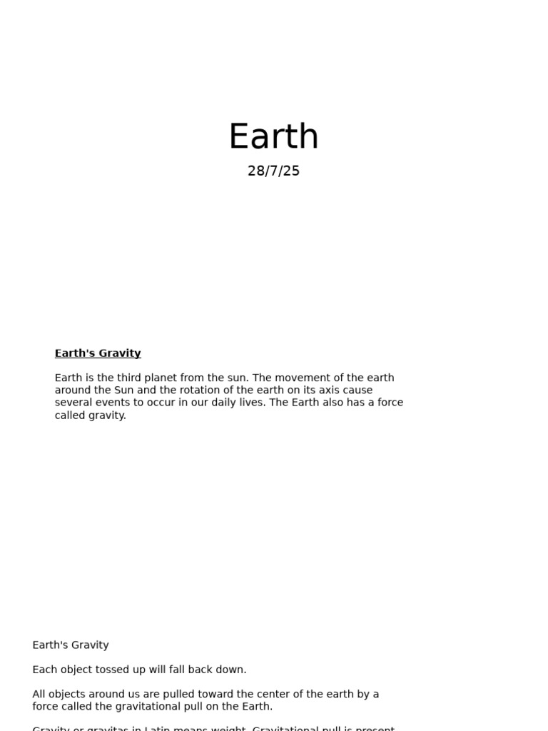Understanding Earth's Gravity and Motion | PDF