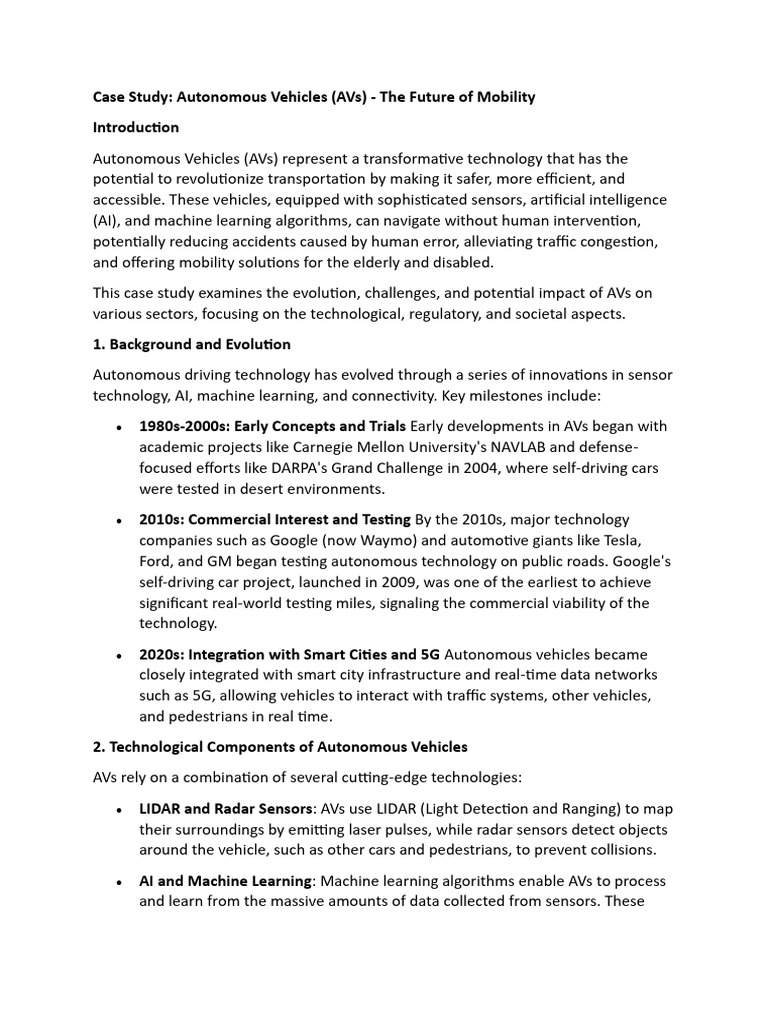 Autonomous Vehicles: A Case Study | PDF | Transport | Vehicles