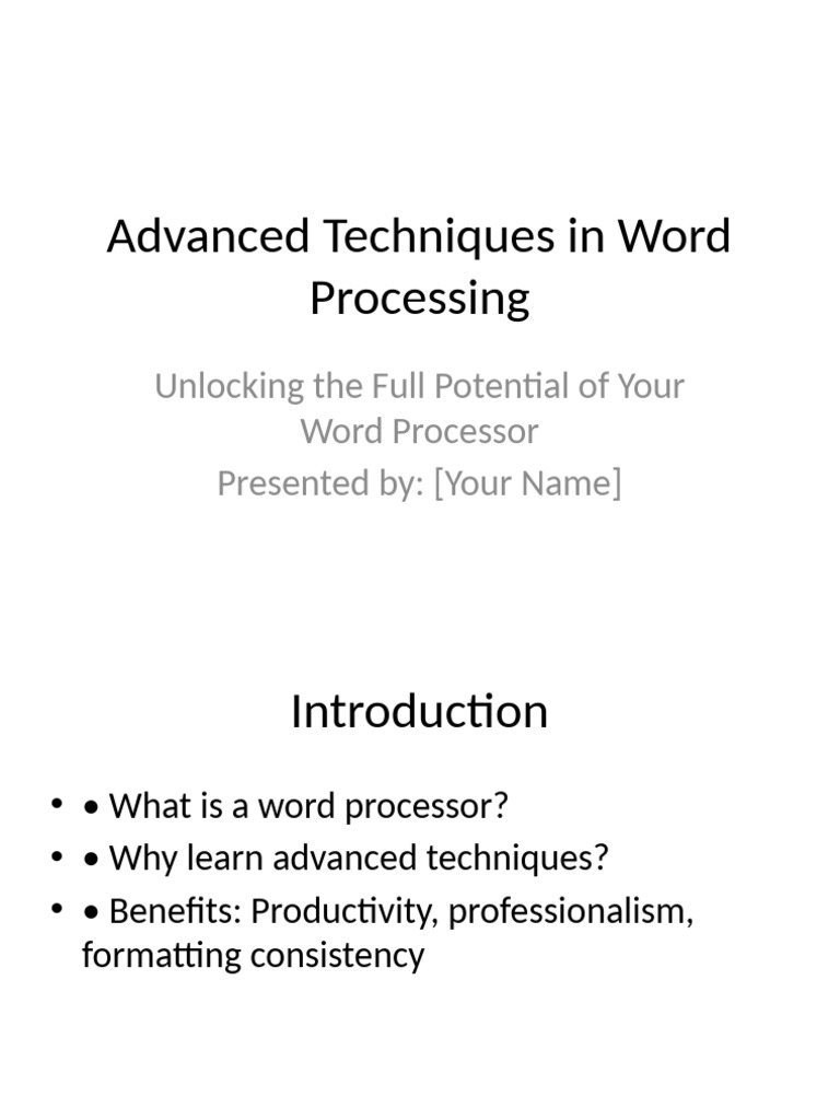 Advanced Word Processing Techniques | PDF
