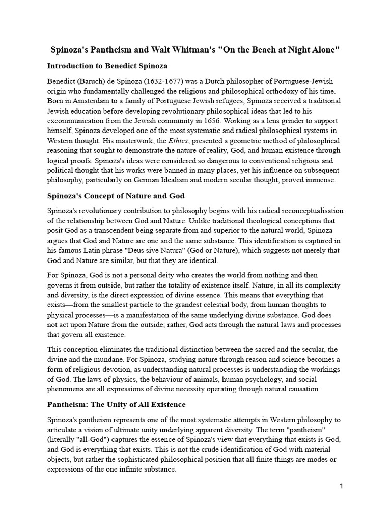 On The Beach at Night Alone | PDF | Baruch Spinoza | Pantheism