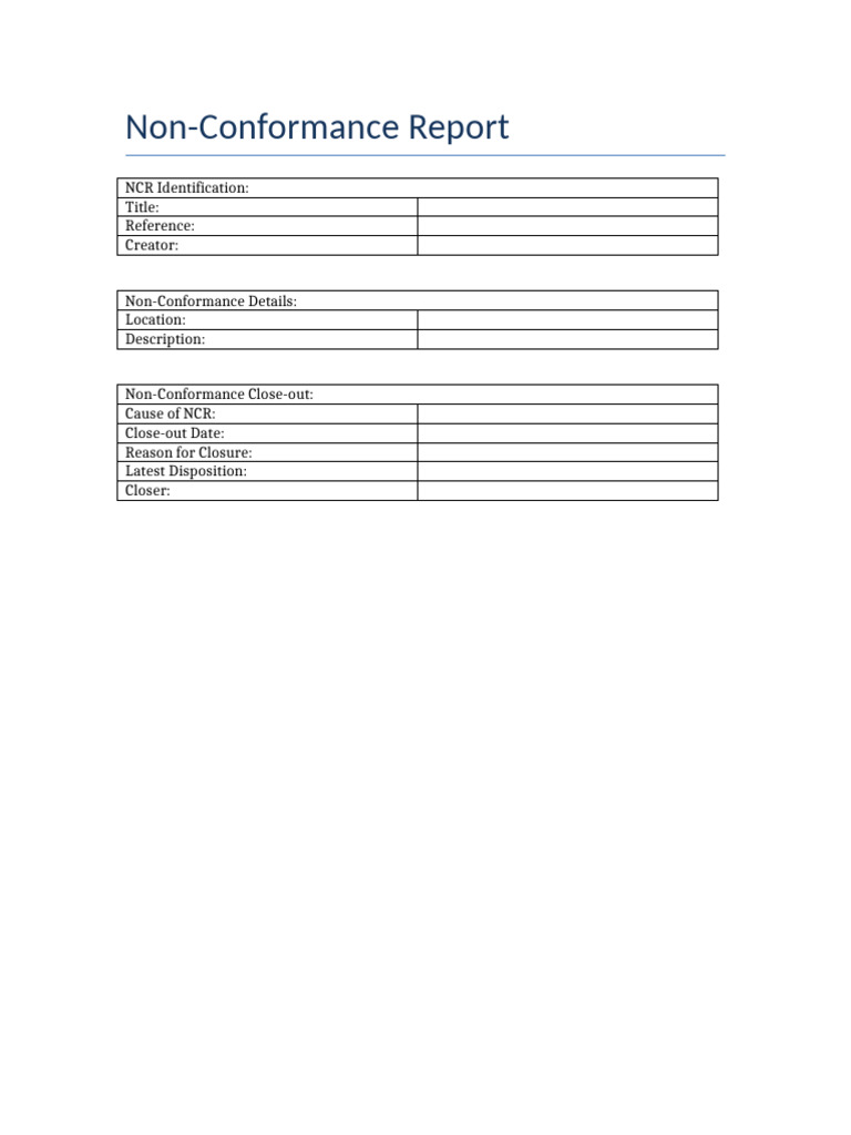 Non Conformance Report | PDF