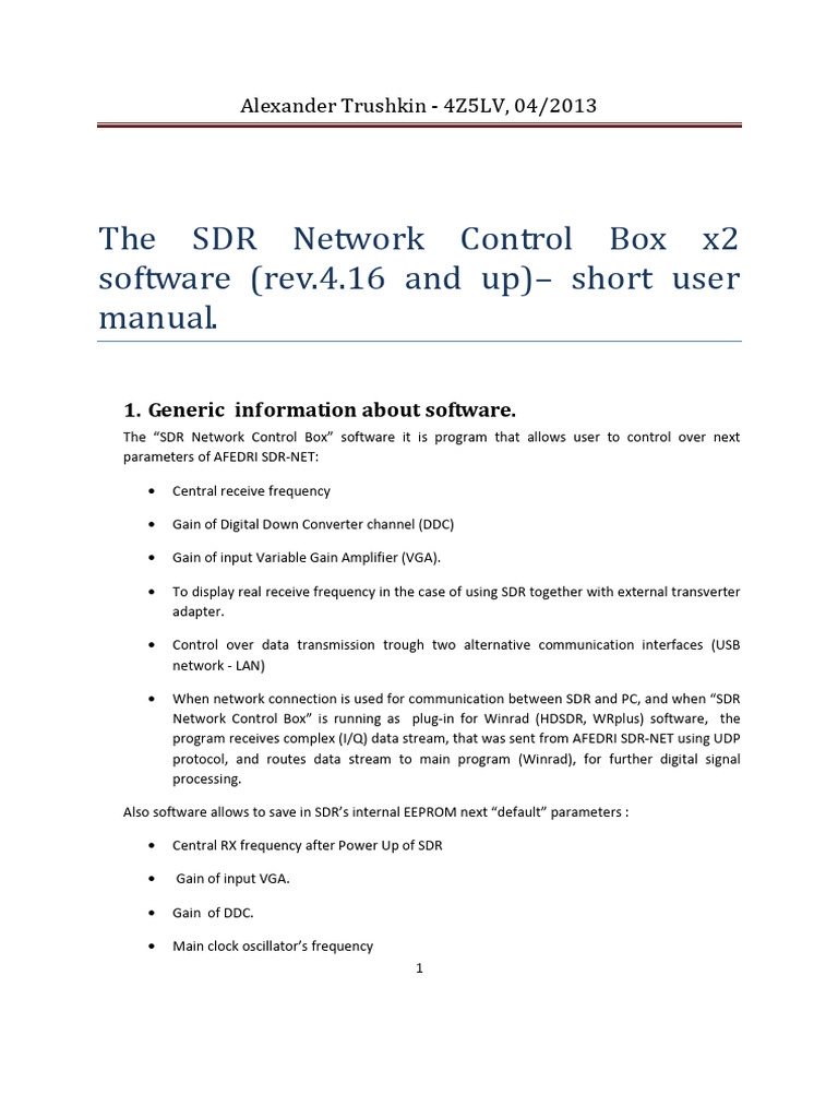 Software Description SDR-Net Control en Rev4 | PDF | Computer Network ...