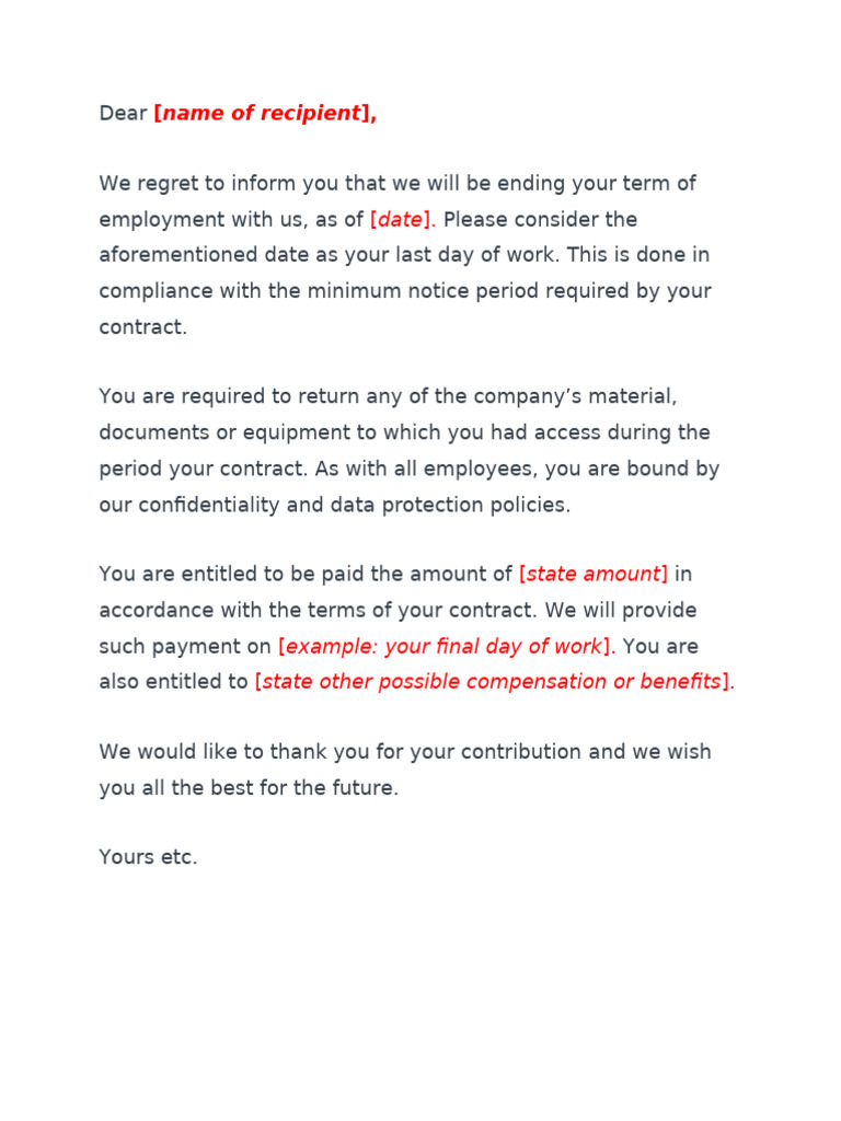 End of Contract Termination Letter | PDF