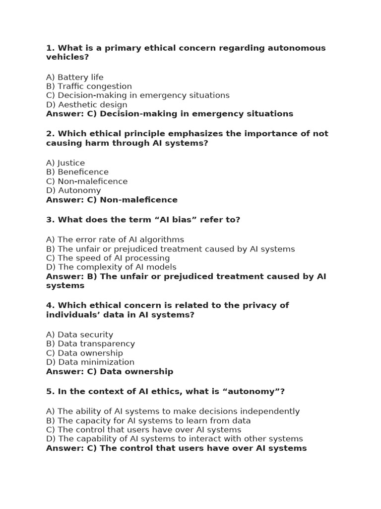 Worksheet - 2 Ethical Framework (MCQ) | PDF | Artificial Intelligence | Intelligence (AI ...