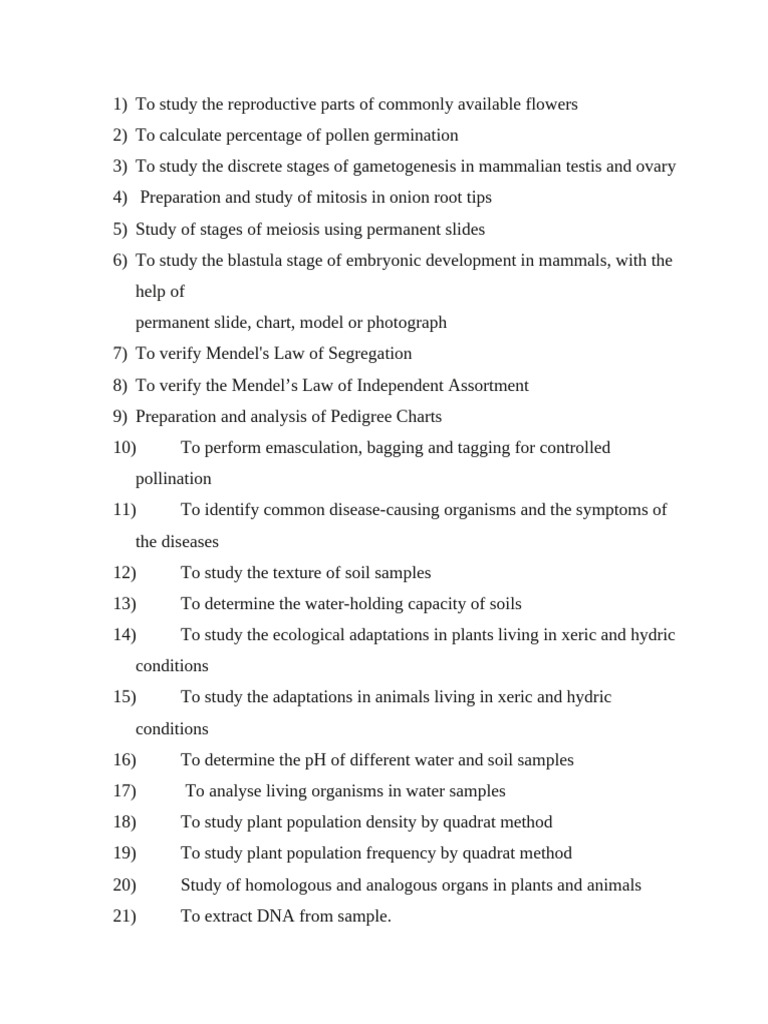 Class 12 Biology Practical Syllabus 2026 | PDF