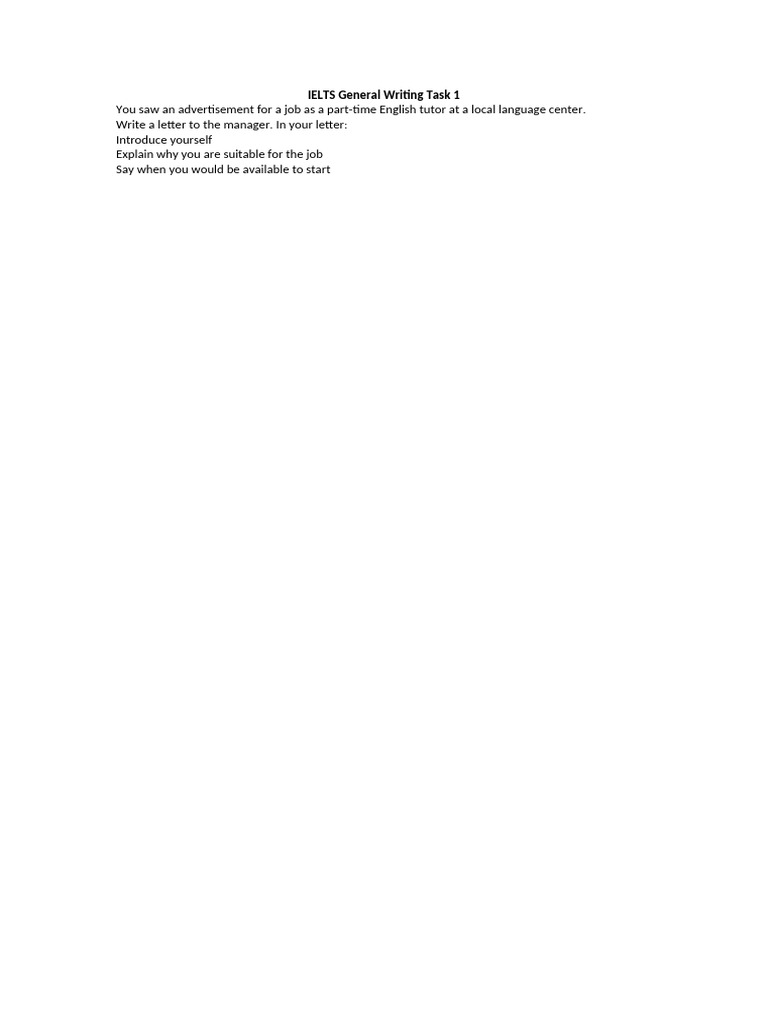 IELTS General Writing Task 1 | PDF