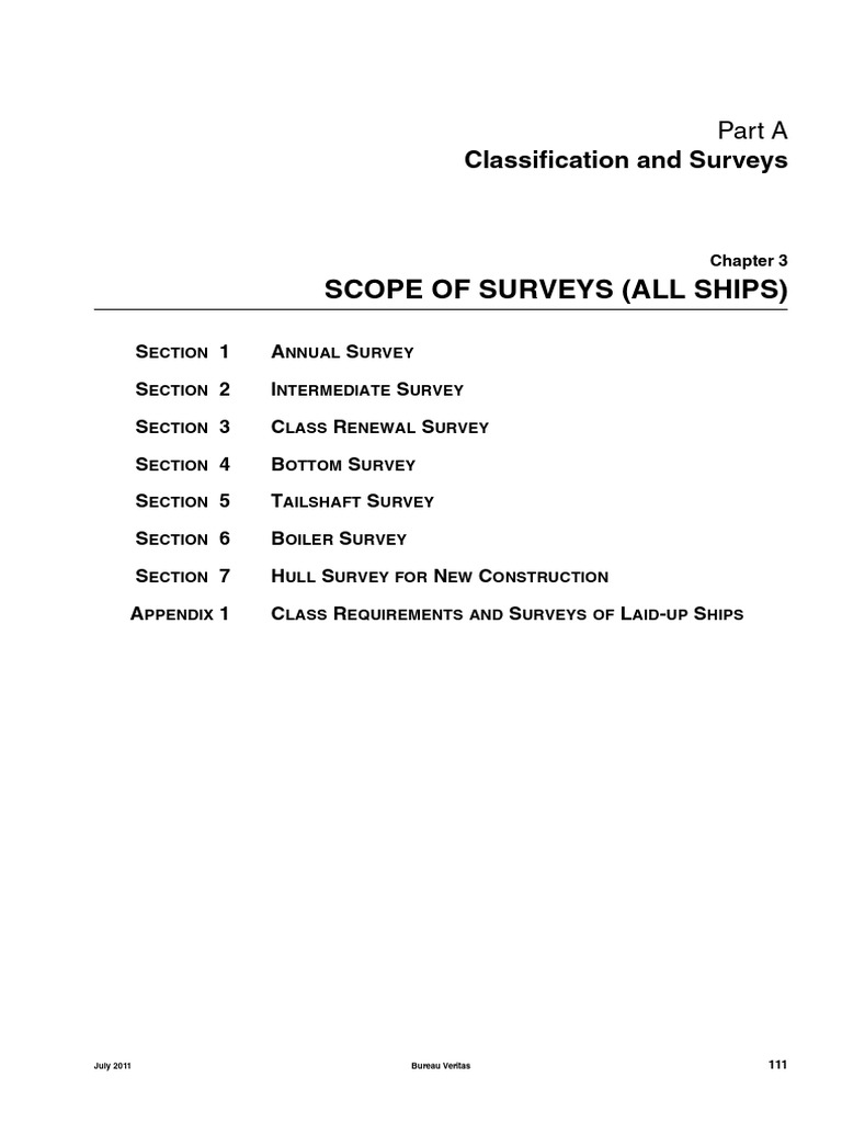 + Scope of Surveys (Class Item List) | PDF | Ships | Deck (Ship)