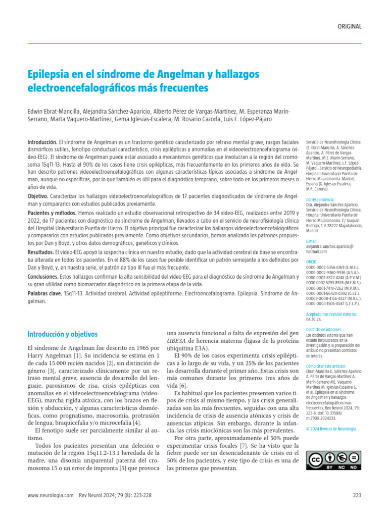 Epilepsia y video-EEG en Angelman | PDF | Epilepsia | Enfermedades y ...