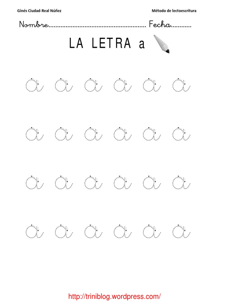 Fichas de Escritura Letra A | PDF | Estudios de idiomas extranjeros