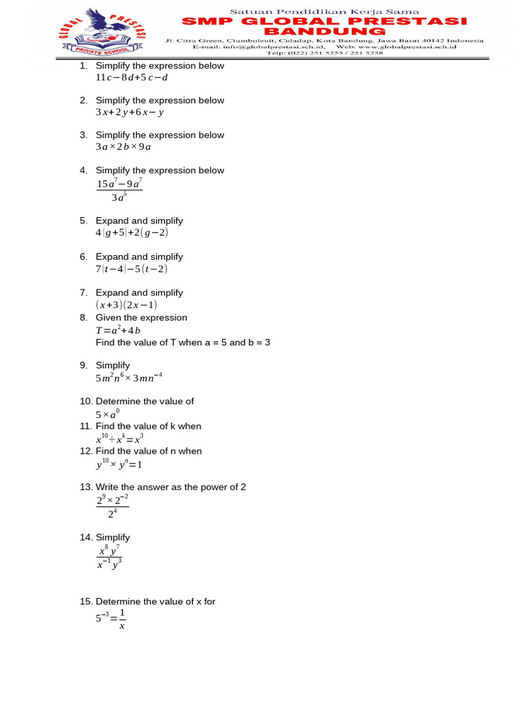 Algebraic Expressions Simplification Guide | PDF