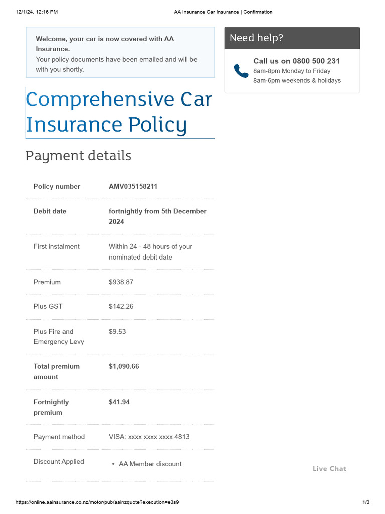 Stalin - AA Insurance Car Insurance - Confirmation | PDF | Insurance ...
