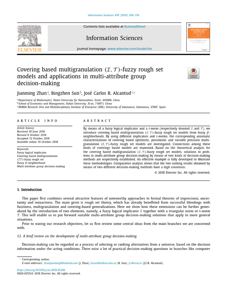 2019-Covering Based Multigranulation (I, T) - Fuzzy Rough Set Models and Applications in Multi ...