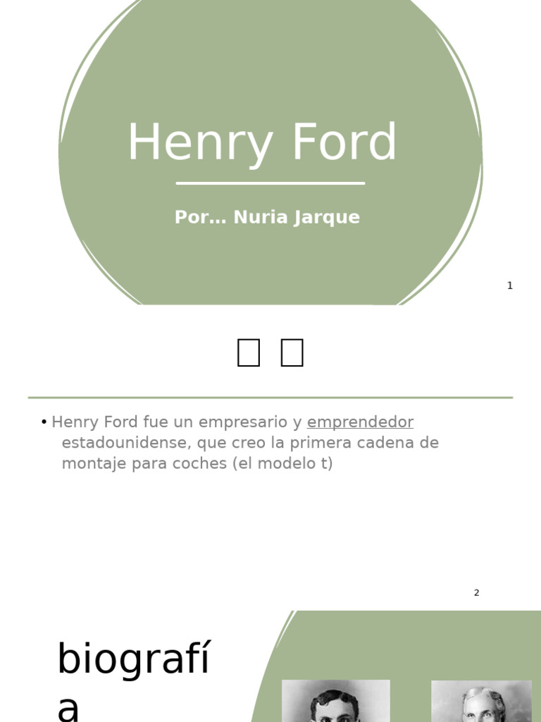 Biografía de Henry Ford: Innovador Automotriz | PDF