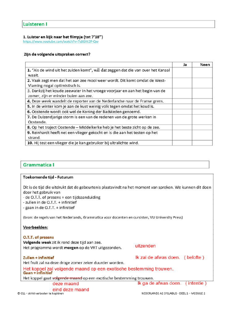 NL A2 Syllabus Deel 1 Module 2-2 | PDF
