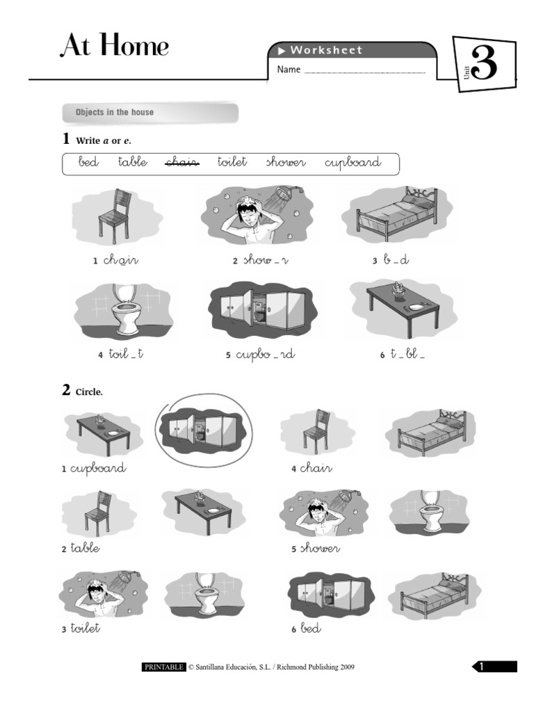 At Home: Bed Table Chair Toilet Shower Cupboard | PDF | Bedroom | Shower