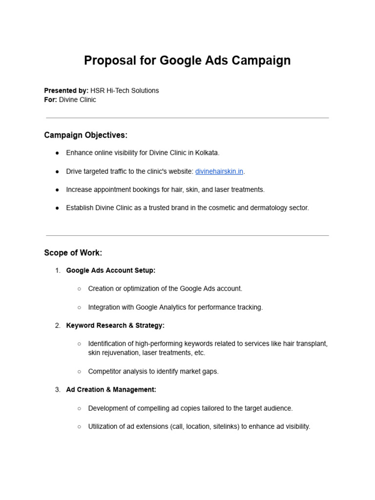 Proposal For Google Ads Campaign | PDF | Marketing