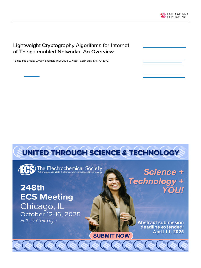 Shamala 2021 J. Phys. Conf. Ser. 1717 012072 | PDF | Cryptography ...