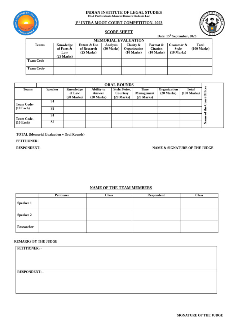 Final Scoresheet | PDF