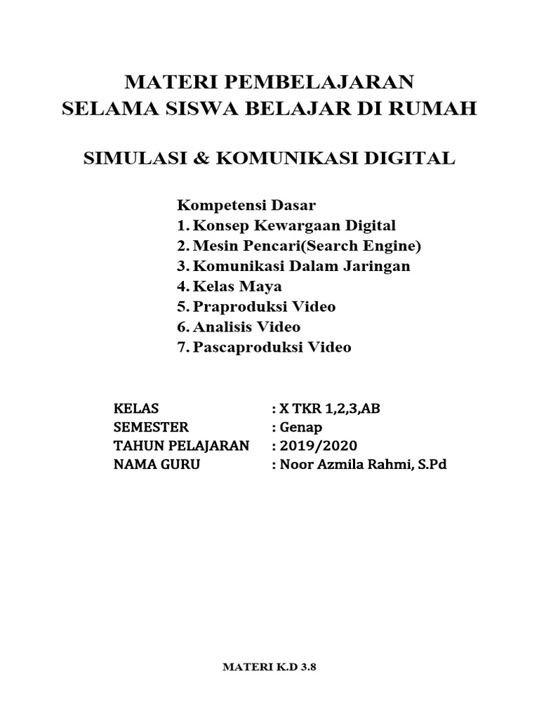 Materi Simdig Kelas X Genap - Compress | PDF