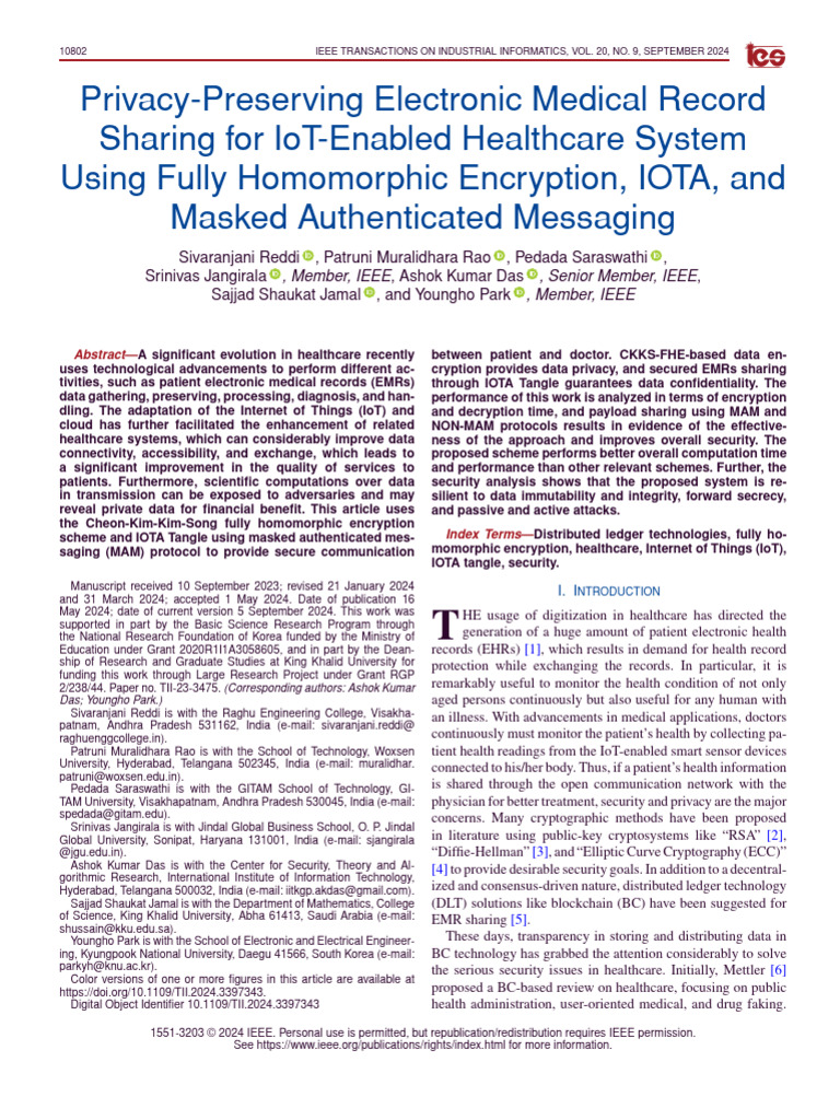 Privacy-Preserving Electronic Medical Record Sharing For IoT-Enabled Healthcare System Using ...