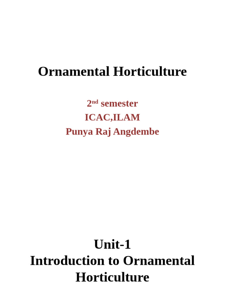 Ornamental Horticulture | PDF | Horticulture | Plants