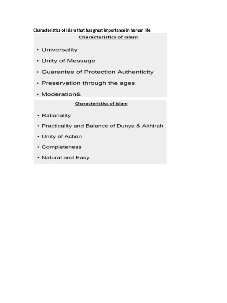 Key Characteristics of Islam Explained | PDF | Quran | Islam