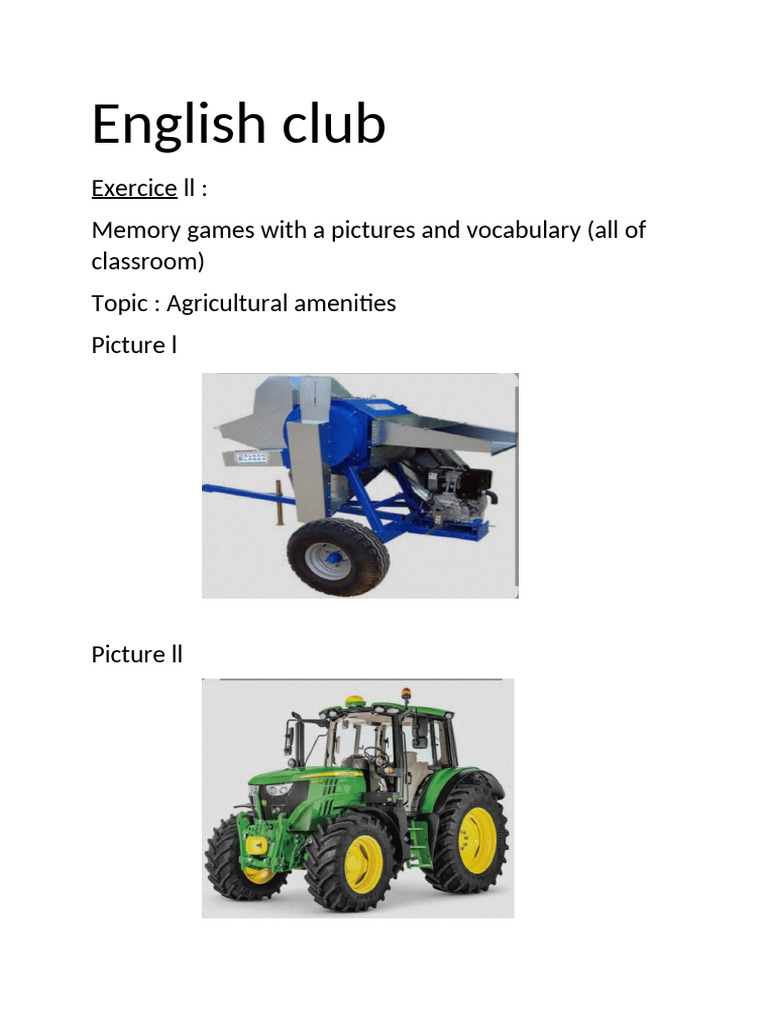 Memory Games for Agricultural Vocabulary | PDF