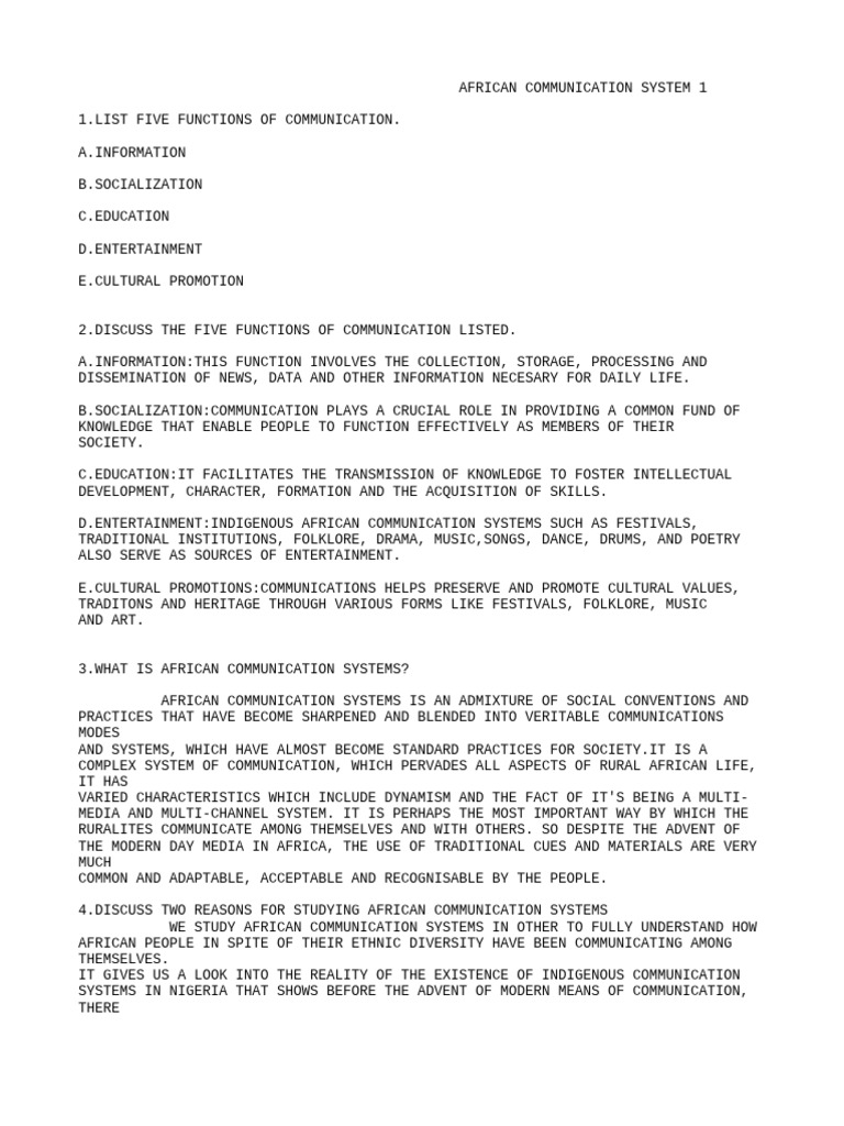 African Communication Systems 1 Tma Assignment 1 | PDF | Communication ...
