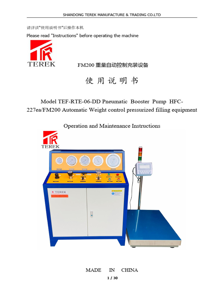 Operation Manual of Terek Model TEF-RTE-06-DD | PDF | Pump | Valve