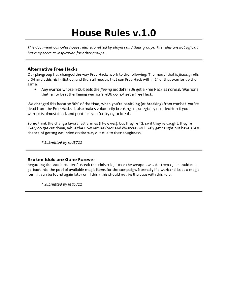 House Rules | PDF