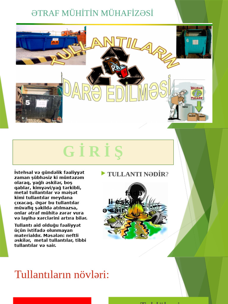 Tullantilarin İdarə Edi̇lməsi̇ Təlim Materialı | PDF