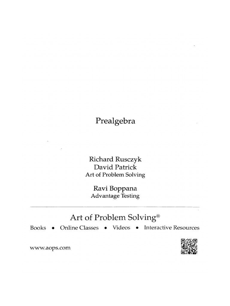 AoPS PreAlgebra Front - Matter | PDF