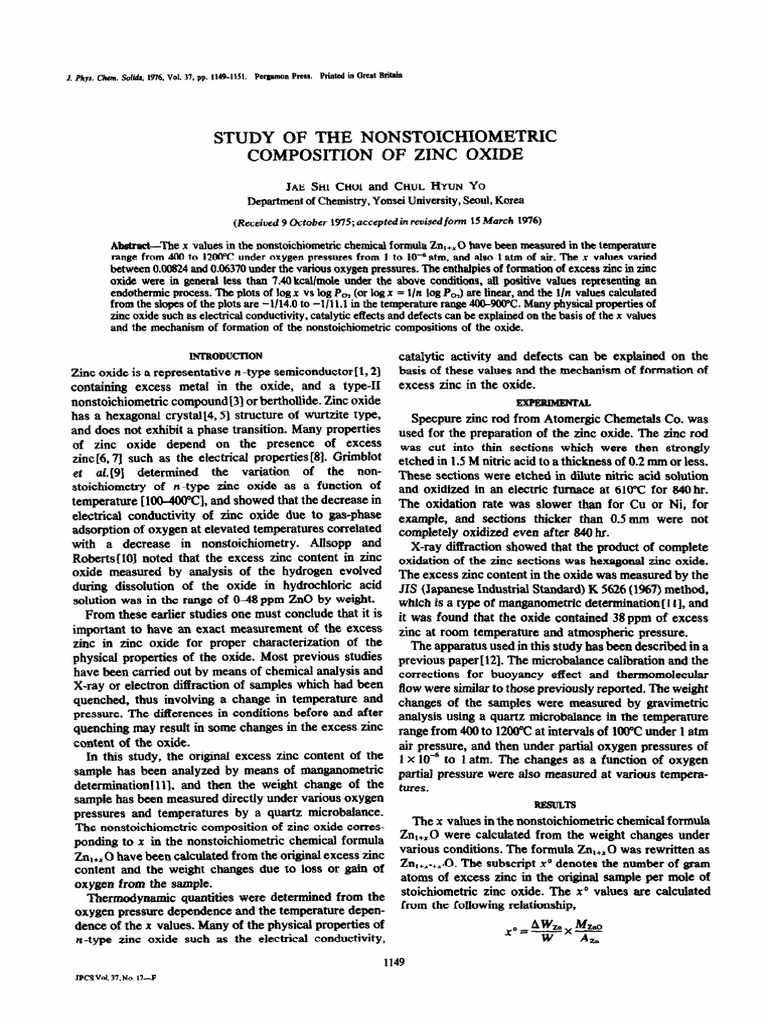 Metal Excess Defect in ZnO | PDF | Zinc Oxide | Zinc