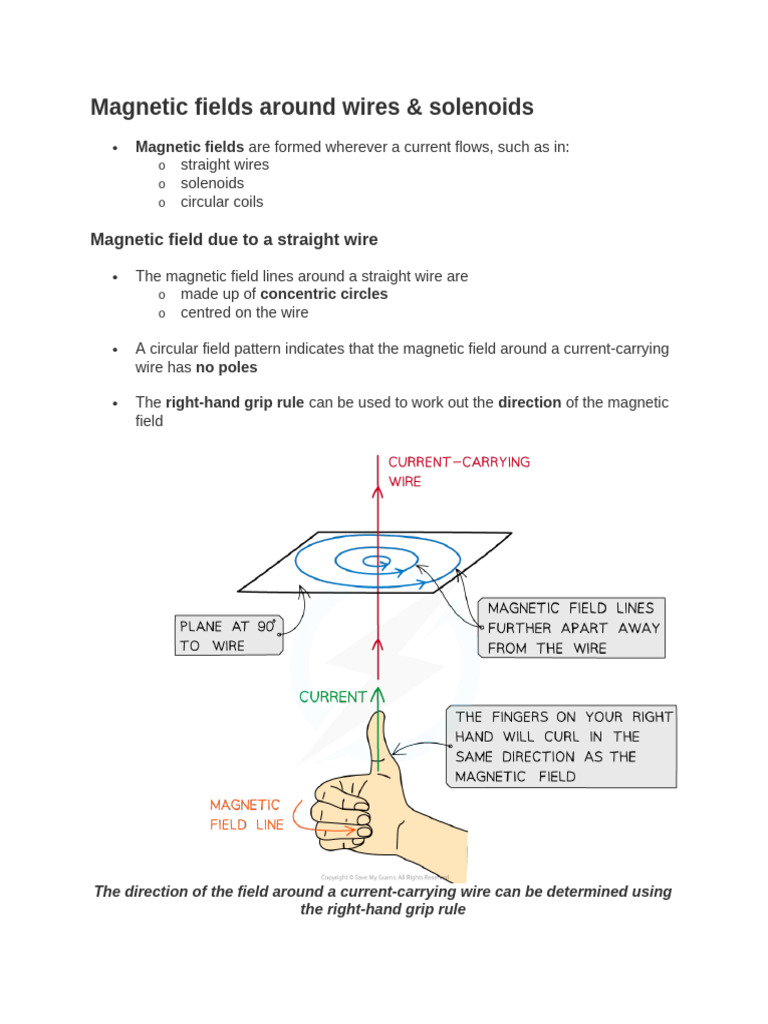 Magnetic Fields Around Wires & Solenoids | PDF | Magnetic Field ...