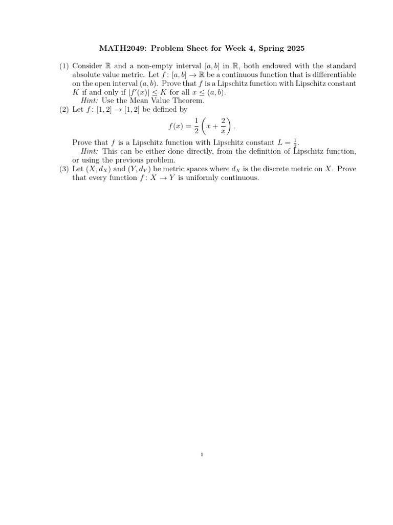 MATH2049 2025 Problems Week4 | PDF