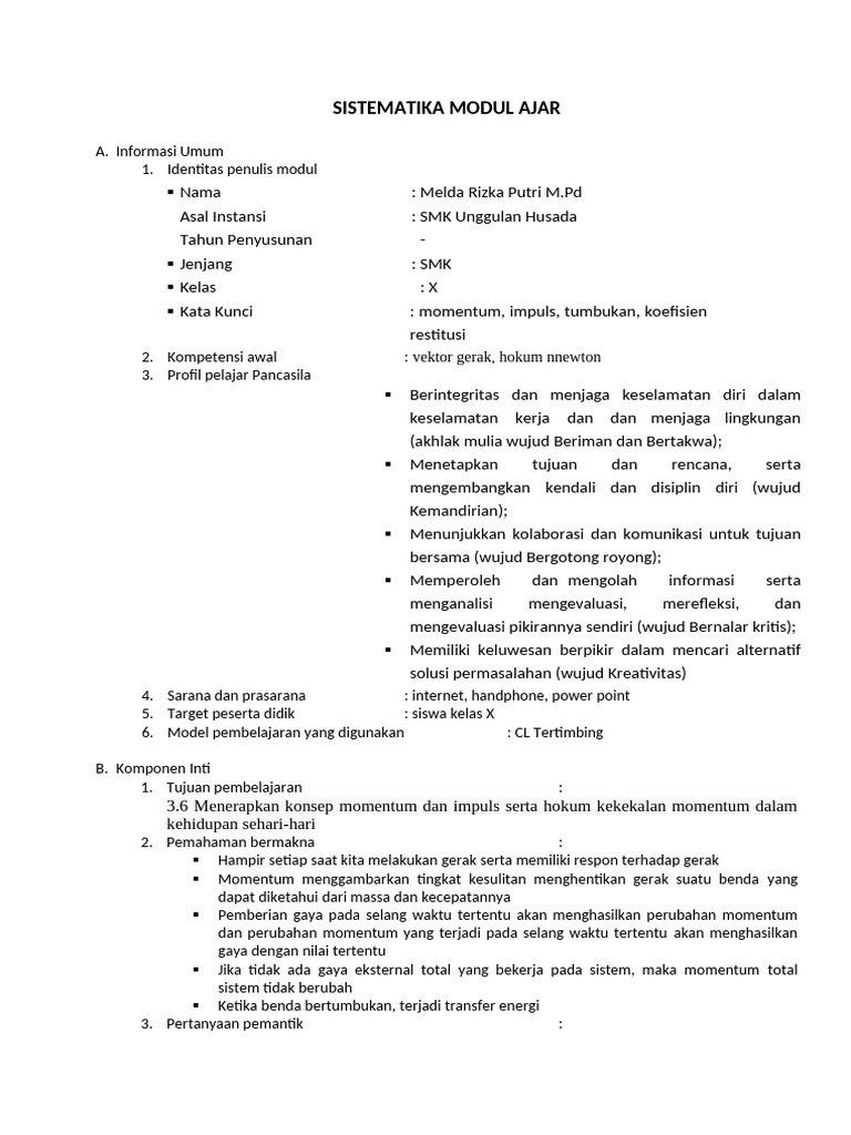 Sistematika Modul Ajar Pdf