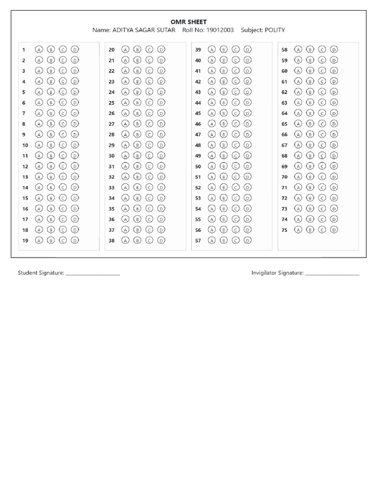 OMR Sheet | PDF
