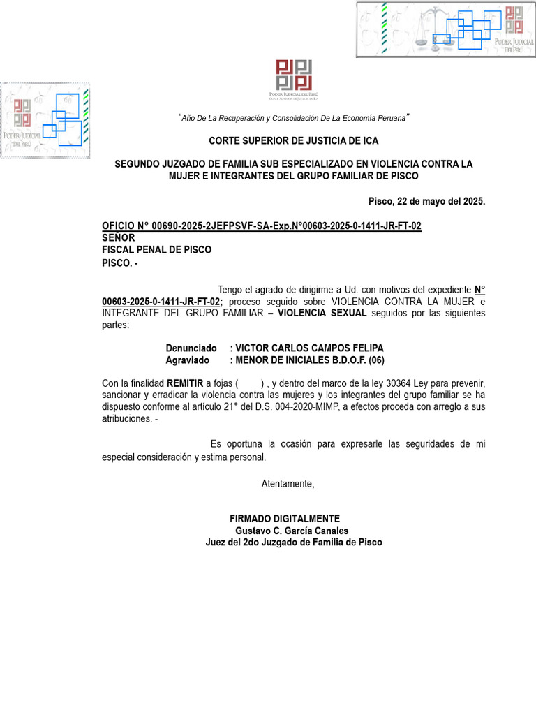 OFICIO 690-2025 EXP 603-2025- FS 34 | PDF | Violencia | La violencia ...