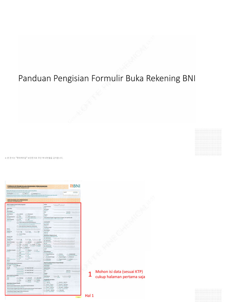 0 Panduan Pengisian Formulir Buka Rekening BNI | PDF