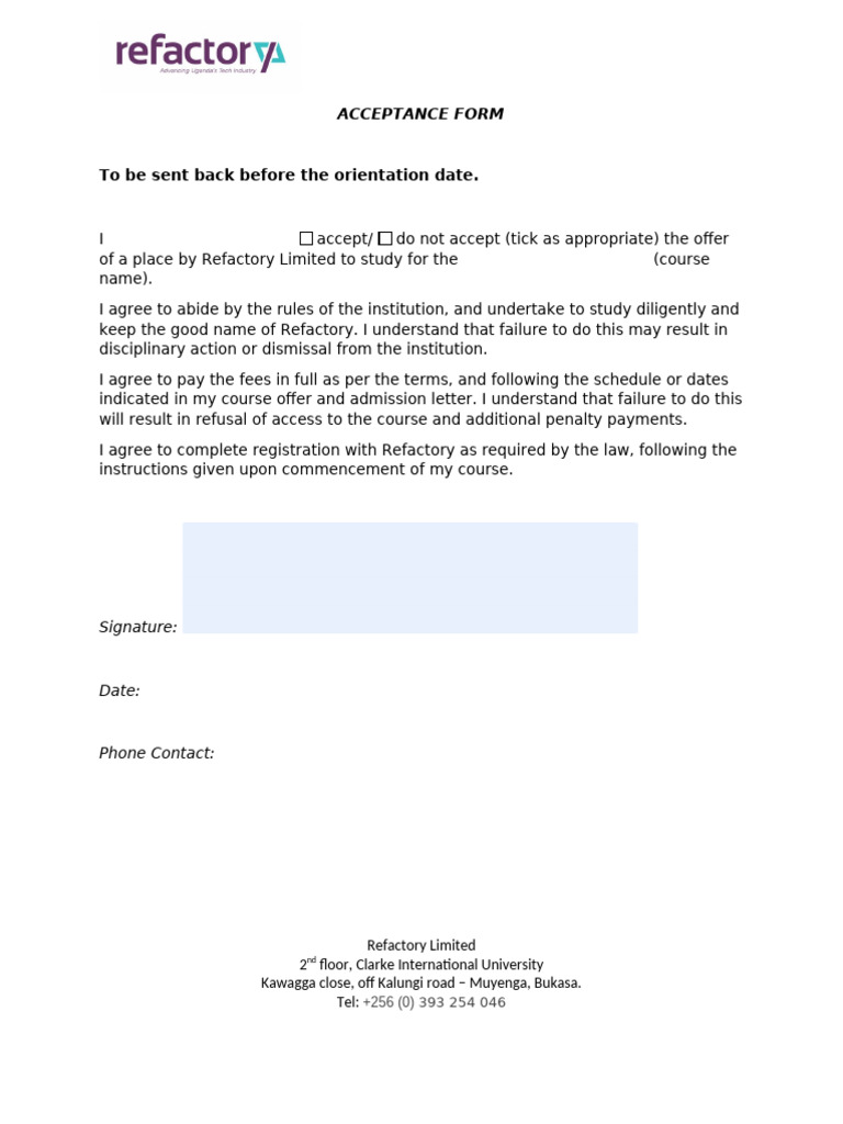 Acceptance Form | PDF
