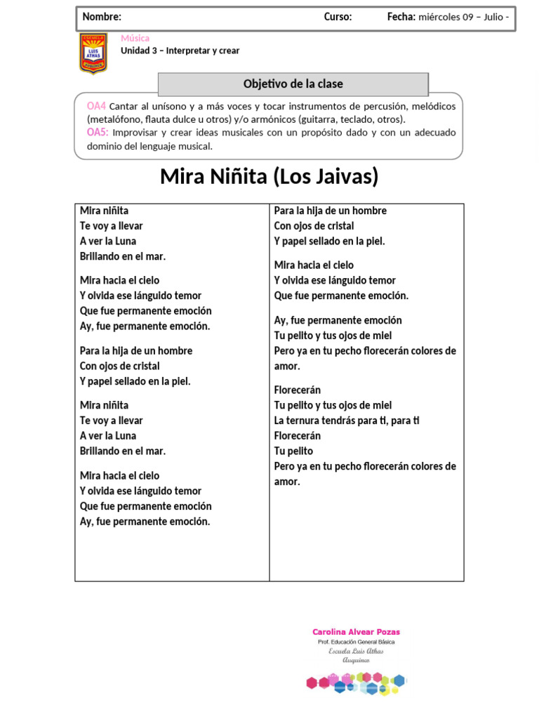 Mira Niñita - Los Jaivas Canción | PDF