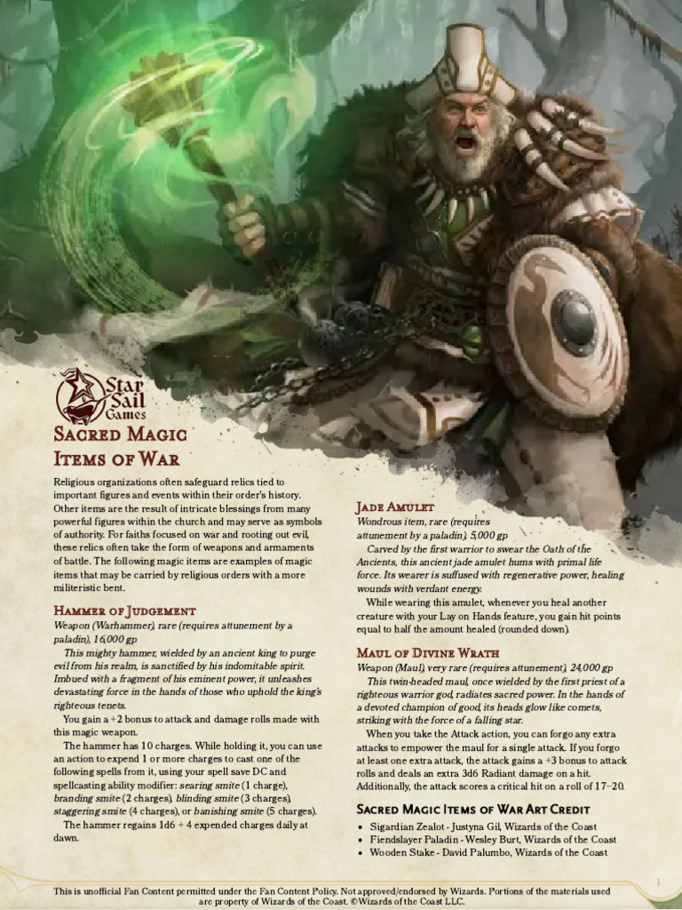 Sacred Magic Items for Paladins | PDF | Magician (Fantasy) | Amulet