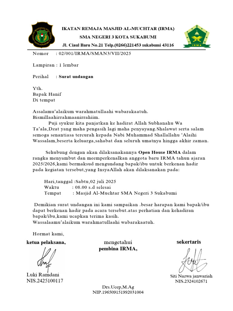 Undangan Open House IRMA 2025 | PDF