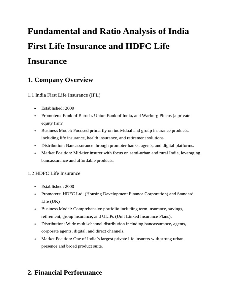 HDFC vs India First Life Insurance Analysis | PDF | Insurance | Life ...