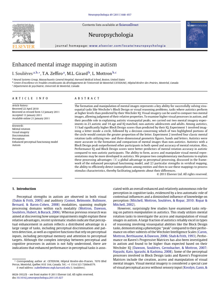 Enhanced Mental Imagery in Autism | PDF | Autism | Mental Image