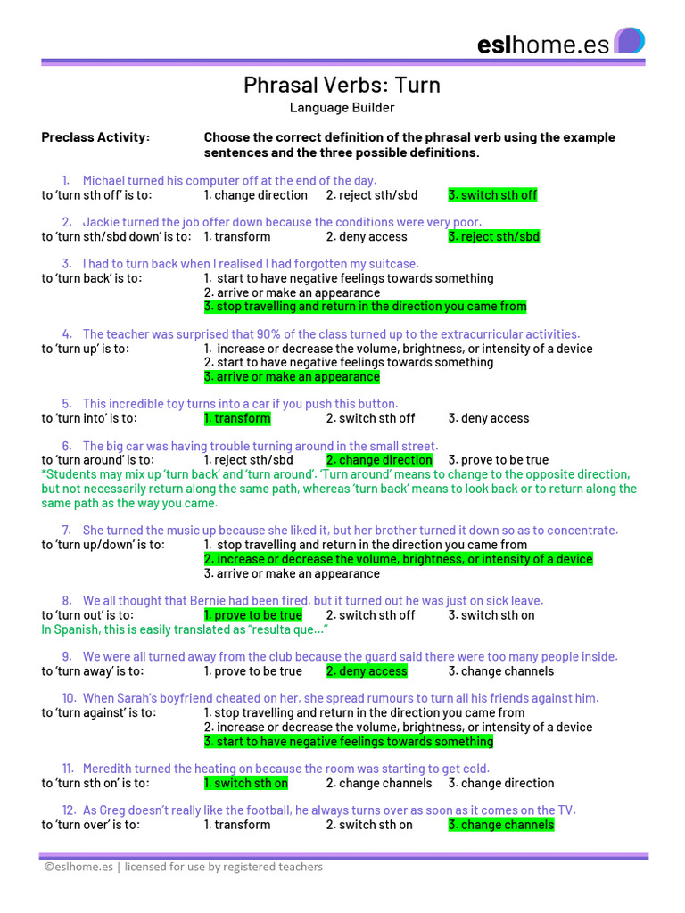 Phrasal Verbs Turn Insights | PDF | Linguistics