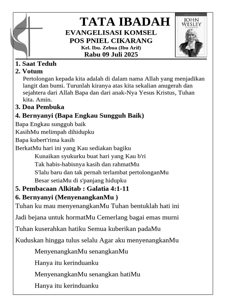 Tata Ibadah Evangelisasi Pos Pniel | PDF